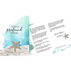 Smiling Wisdom - The Starfish Story - You Make a Profound Difference Greeting Card and Necklace Gift Set - Women (Handmade Coil, Sea Glass)