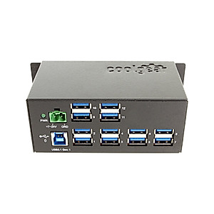 12-Port USB 3.2 Gen1 w/15KV ESD Surge Protection DIN Rail Mount