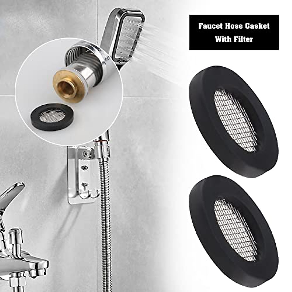 50PCS Stainless Steel Filter Garden Hose Washer Seal O Ring Gasket Water Faucet Rubber Washer with 40 Mesh for 1/2 Inch Garden Hose Water Faucet Shower Head