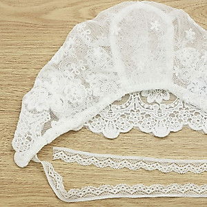 Nihao Baby Baptism Bonnet (F-White Simple Lace Bonnet, 1-2 Years Old)