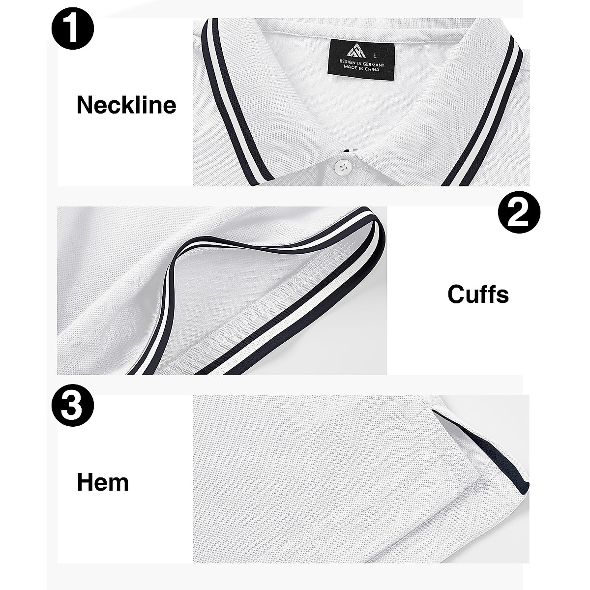 ZITY Mens Polo Shirt Short Sleeve Sports Golf Tennis Shirts for Men Summer Collared Casual Shirt White Black