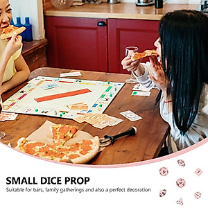 Uonlytech 7pcs Glow Mini Dice, 10mm Polyhedral Dice Glow in The Dark Luminous Dice Set for Playing Tabletop Roleplay Games (Pink)