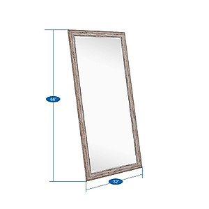 Naomi Home Farmhouse Full-Length Mirror with Wood Frame – Rustic 66"x32" Large Floor Mirror, Elegant Full Body Standing or Wall Mirror, Rustic Wood Mirror Full Length for Bedroom, Warm Grey Finish
