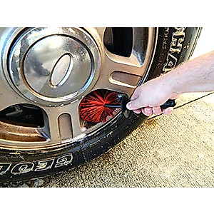EZ Detail Brush Little - Red - Wheel Rim Cleaner for Cars, Bike, Trucks, Motorcycle, and Other Vehicles. Non-Scratch Auto Detailing Tool, Easily reaches Nook and Crannies