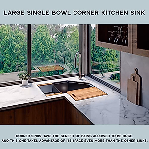 Strictly Sinks 30 Inch Corner Kitchen Sink Undermount– 16 Gauge Stainless Steel Butterfly Sink Undermount, Scratch & Stain Resistant Corner Single Bowl Workstation Sink with Accessories (Black)