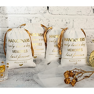 Cytdkve Gold Foiled Hangover Favor Bag Bachelorette Party Favor Bag, Wedding Survival Kit Bags Bridesmaid Gift Bags for Wedding Bridal Shower (10 Pieces, White, 5 x 7 Inch)