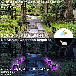 AOUNQ Solar Lights Outdoor Waterperoof Purple,【2023 Upgraded 】Outdoor Solar Torch Lights with Flickering Flame, 12Pack Mini Solar Outdoor Lights for Garden Yard Patio Pathway Decoration - Auto On/Off