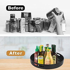 FYY Lazy Susan Turntable Cabinet Organizer Spice Storage Rack, 360 Degree Rotating Spice Rack Metal Lazy Susan for Cabinet Pantry Kitchen Countertop Refrigerator Table Storage Single Layer Black