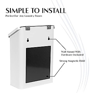 OliKai Laundry Room Organization and Storage Bin 3 Pack Set: Metal Farmhouse Storage Bin Laundry Pods Container Magnetic Lint bin Trash Can and Dryer sheet Dispenser Decorative Storage Organizers with Handle Lids