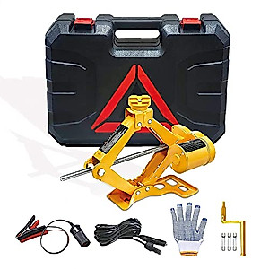 Simtamy Electric Car Jack 2 Ton 12V Electric Scissor Jack with Storage Box for Car SUV Tire Changes (Lifting rang: 4.72~14.72 inch)