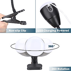 Afirst Clip on Light, LED Clamp Lamp for Desk 4400mAh, Rechargeable Flexible Dimmable Lighting Reading Study Table Lamp, 11 Inches