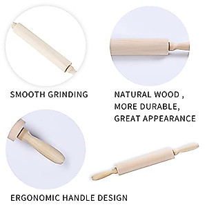 Rolling Pin,15 Inch Wooden Rolling Pins for Backing,Use for Pasta,Cookie Dough,Pastry,Bakery,Pizza,Fondant