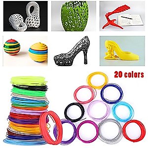 1 Set of 20 Pcs 3D Pen Filament Refills for Low Temperature 3 D Pen PCL Filament Refills 16.4 Feet for Each Color 3 Dimensional Printing Pen Filament Refills 1.75mm