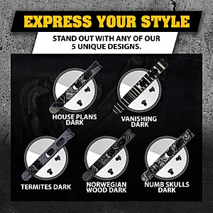 Donk! Titanium Pocket Clip. Made for Leatherman Free (P2, P4, T2 & T4) Curl & Bond. TC4 Titanium. Matte Finish. 2 Screws. 5 Custom Designs. Extra Carry Options - 'Numb Skulls Dark’