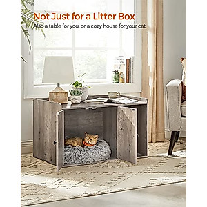 Feandrea Litter Box Enclosure, Cat Litter Box Furniture Hidden, with Front Entry, Modern Cat House for Indoor Cat, Kitty, Side End Table, 32.4 x 20.9 x 19.7 Inches, Greige UPCL001G01