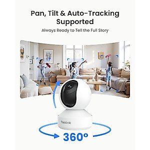 REOLINK Indoor Security Camera, 5MP Super HD Plug-in WiFi Camera with PTZ, Auto Tracking, Human/Pet AI, Ideal for Baby Monitor/ Pet Camera/Home Security, Dual Band WiFi, Local Storage, E1 Zoom