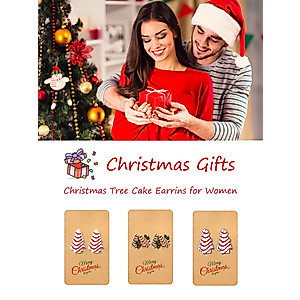 Christmas Tree Cake Earrings for Women Christmas Stud Earrings Christmas Tree Snowflake Acrylic Stud Earrings Christmas for Women (A)…