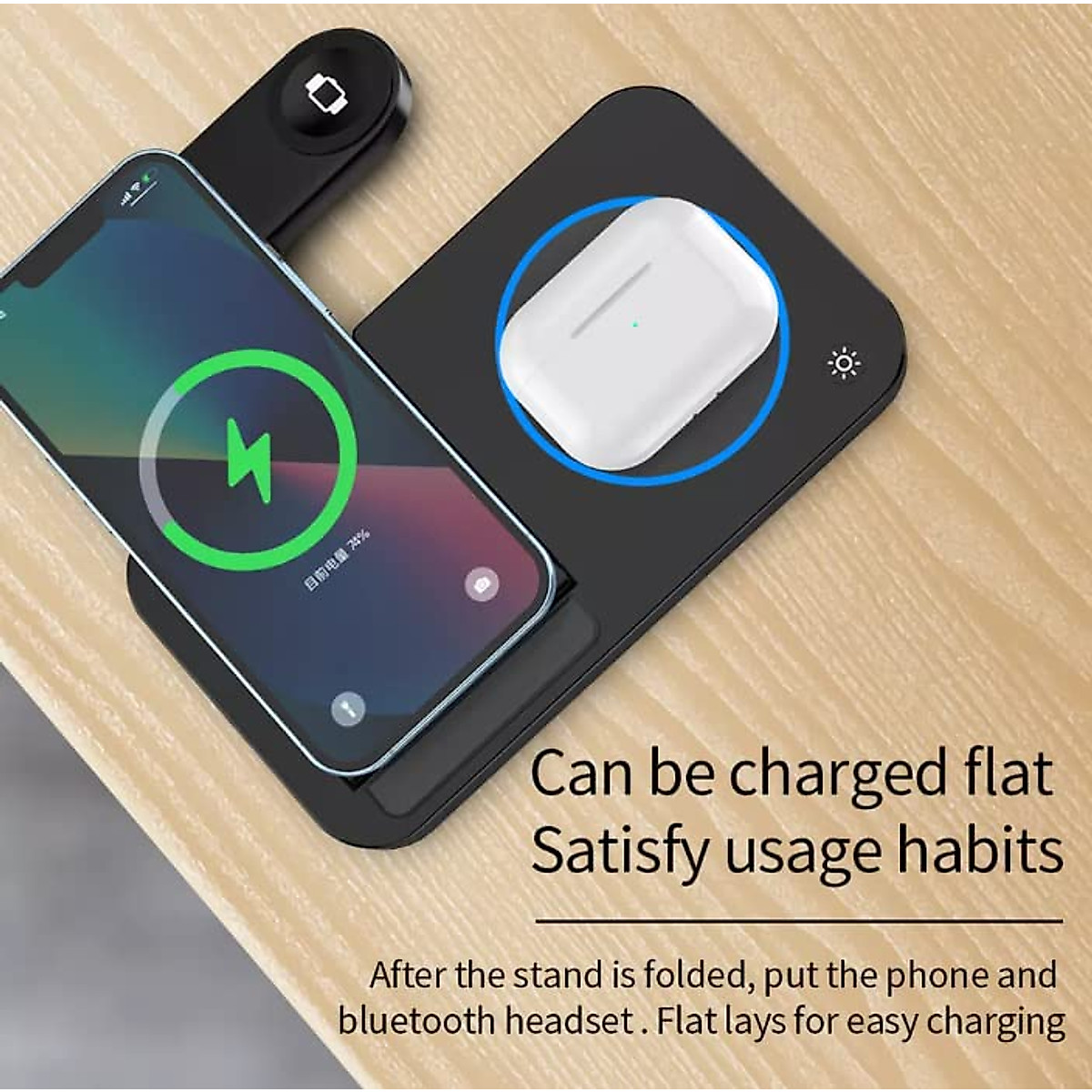Wireless Charging Station, 15W Fast Charging Station, 4 in 1 Fast Wireless Charging Dock for iPhone 15/14/13/12/Pro Max/XS/XR/X, IWatch 7/6/5/4/3/2/XS, AirPods Pro/3/2