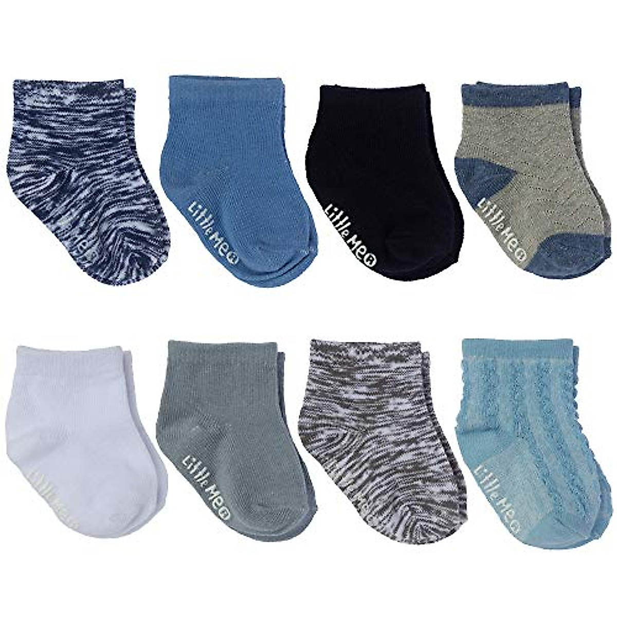 Little Me Baby Boys Animal/ Solids/ Spaced Dye/ Textured Assorted 16 Pack Boy Socks, Multi, 0-12 Months US