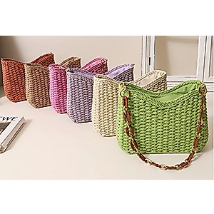 Straw Bag for Women, Summer Beach Bag Cute Handwoven Hobo Handbag Lightweight Shoulder Bag Vacation Bag Underarm Purse 2023