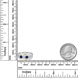 Gem Stone King 925 Silver and 10K Yellow Gold Blue Sapphire White Moissanite and Lab Grown Diamond Ring For Women (1.21 Cttw, Available In Size 5, 6, 7, 8, 9)