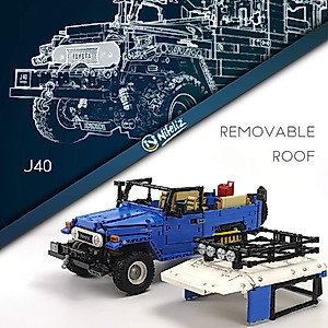 Nifeliz Off-Road Pickup J40 Land Cruiser MOC Technique Building Blocks and Engineering Toy, Adult Collectible Model Cars Kits to Build, 1:12 Scale Truck Model (2101 Pieces)