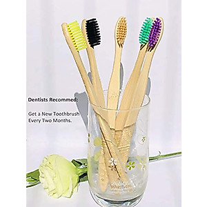 Goaycer Eco Friendly Bamboo Toothbrush, 10Pack Medium Firm Bristles Biodegradable Bulk Wooden Toothbrushes