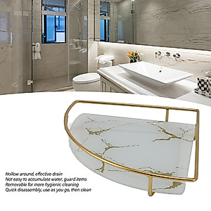 Bathroom Organiser Tray, Bathroom Storage Tray Light Luxury Decorative Golden Texture Corner Bathroom Tray Triangular Bathroom Organizer for Towel Paper Napkins Jewel (White)