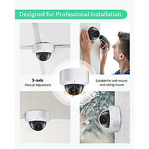 LINOVISION PoE Security Camera System with 8ch 4K POE NVR, (4) 4K Outdoor PoE Dome Cameras with Mic for One Way Audio, Hik Connect or Guarding Vision APP, 2TB HDD, for Business and Home Security