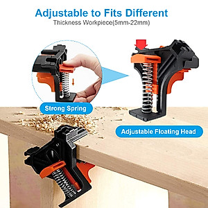 ICQUANZX 90 Degree Corner Clamp, Adjustable Single Handle Spring Loaded Right Angle Clamp,Swing Woodworking Clip Clamp Tool