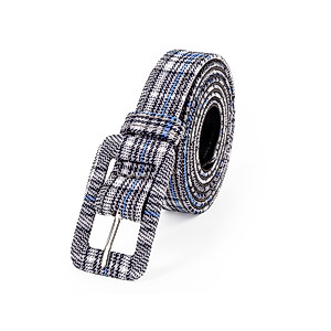 MUXXN Womens Belt- Solid Color Basic Belt for Casual Formal Dress or Jeans (Blue Plaid XL)