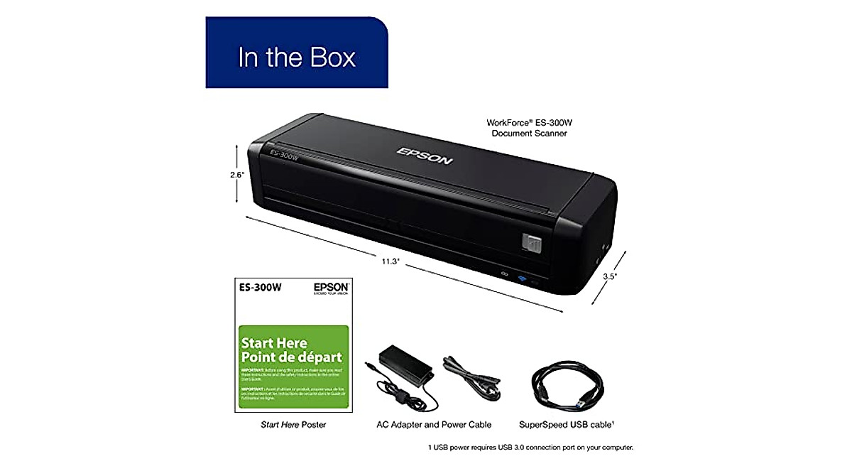 Epson WorkForce ES-300W Wireless Portable Scanner – Fast & Versatile