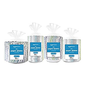 Amazon Basics Ultra Paper Plates, 9 Inch, Disposable, 880 Count (4 pack of 220), (Previously Encore)