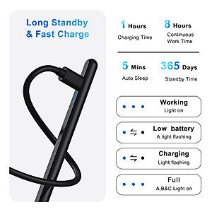 Stylus Pen for iPad Pencil with Palm Rejection Magnetic Attachment Active Pencil with Tilt Sensitivity Digital Pencil (ID716 Black)