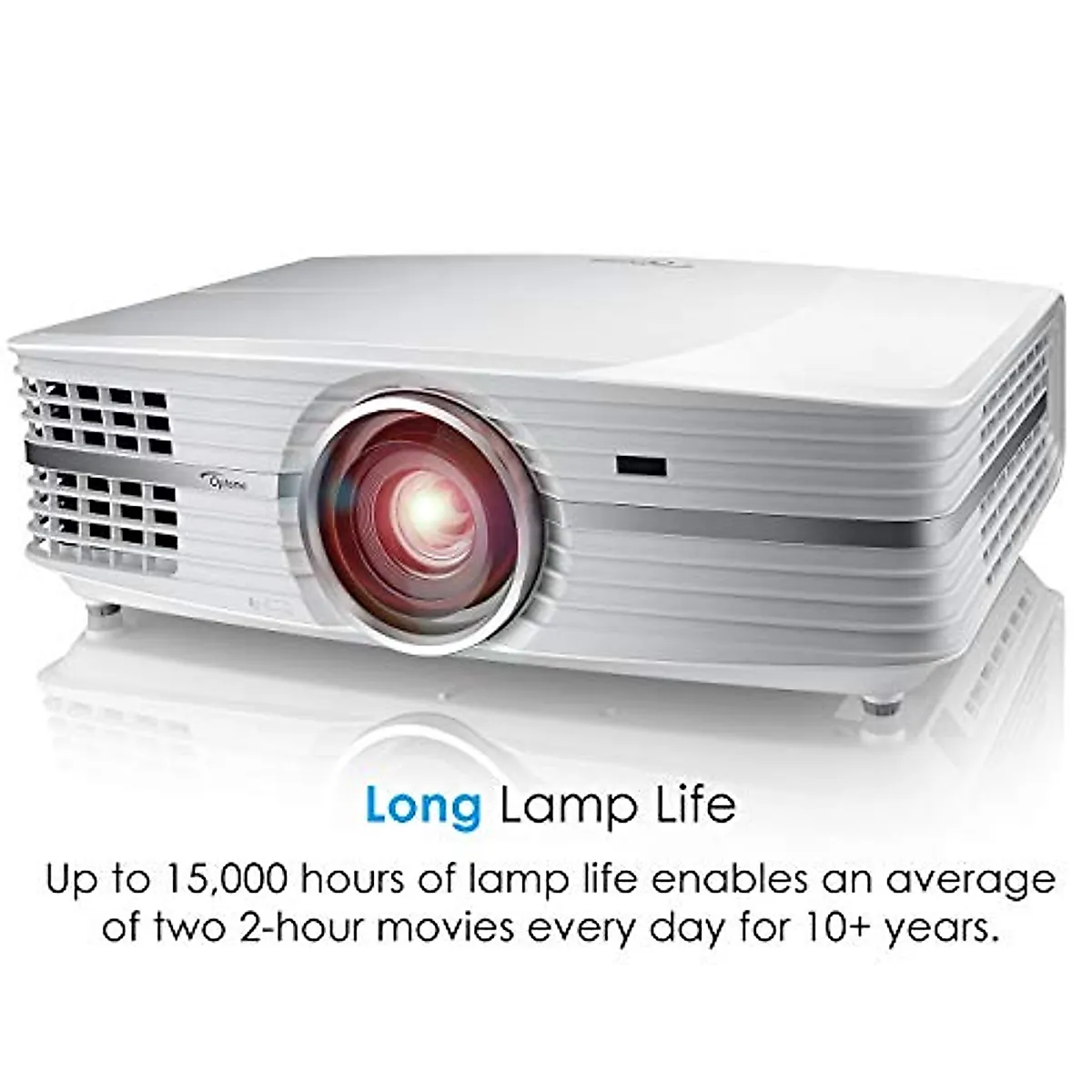 Optoma UHD60 True 4K UHD Projector, Bright 3000 Lumens, Entertainment and Movies, Rec.2020 with DCI-P3 for Wide Color Gamut, HDMI 2.0 and HDR10, WHITE