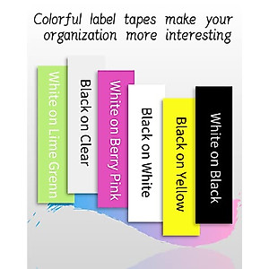 P Touch Label Tape 12mm 0.47 Laminated TZ Tape Replace for Brother TZe Tape TZe-231 TZe-131 TZe-335 TZe-631 TZe-MQP35 TZe-MQG35 Work with Brother Label Maker PTD220 PTD210 PTH110 PTD600, 6 Color Set