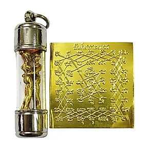 Miracle Magic Love INN Koo Mahasanaeh Takrud & Yant Kroa Petch Sheet Gold Spell Yantra Amulet Thai Couple Charm Talisman Protection Power Lover Money Wealth Business Blessing by Lp YangDam