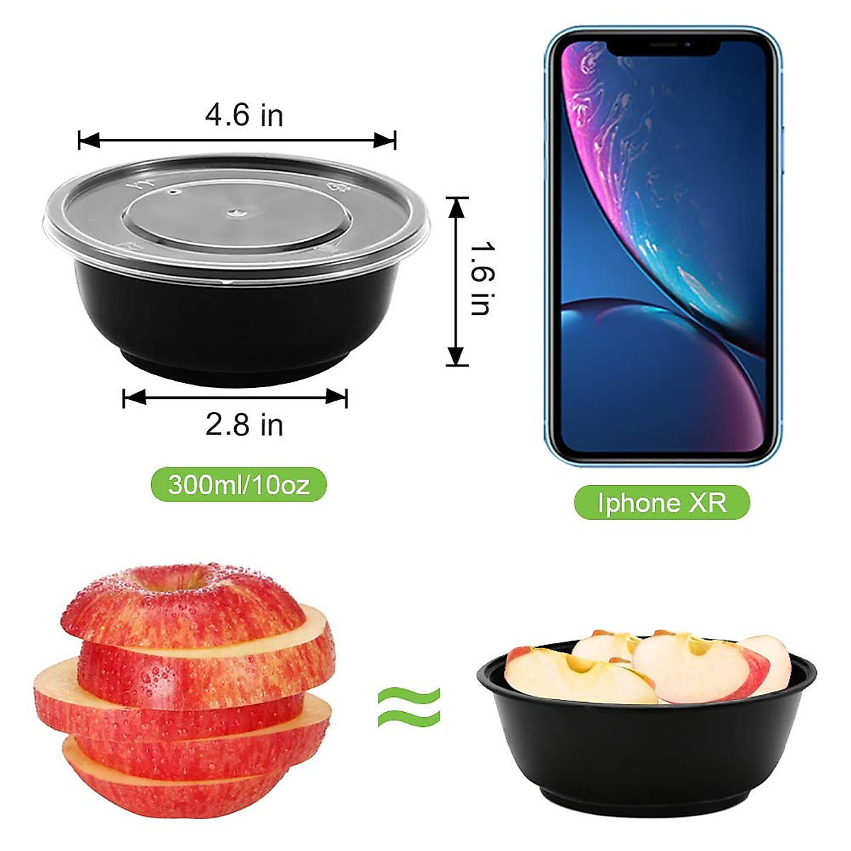 50-Pack Meal Prep Containers Freezer Containers Plastic Microwavable Food Containers Bowls with Lids (10 oz) Storage Bento Lunch Boxes -BPA-Free Food Grade