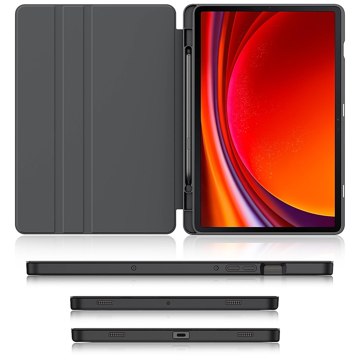 Soke Case for Samsung Galaxy Tab S9 2023 [SM-X710/X716B/X718U]-Premium Shock Proof Stand Folio Case, Multi-Viewing Angles, Soft TPU Back Cover for Galaxy Tab S9 11 inch Tablet, Black