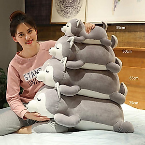 ERDAO Husky Plush Pillow,Huskie Stuffed Animal Toy Puppy Throw Pillow for Kids,Valentine's Day,Christmas (19.6inch)