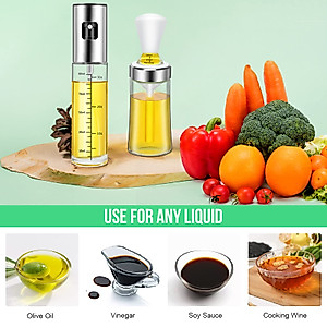 Olive Oil Sprayer and Dispenser with Silicone Brush for Cooking, Spray Bottle Set, Glass Dispenser, Mister, Salad, BBQ, Kitchen Baking, Roasting, Air Fryer, 2 Pack, (KP02)