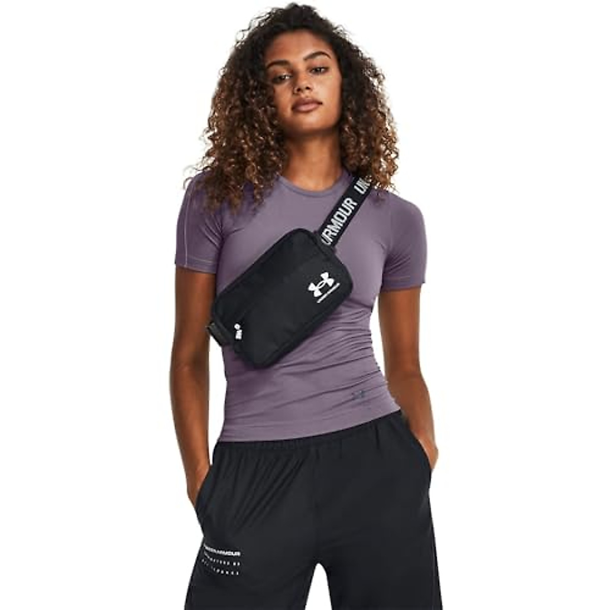 Under Armour Unisex-Adult Loudon Crossbody Waist Bag, (001) Black/Black/White, One Size Fits Most
