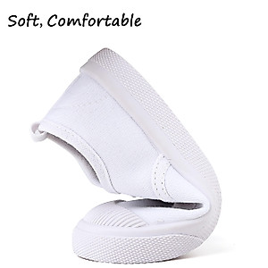 Boy's Girl's Toddlers Canvas Sneakers Slip-On Lightweight Kids Lace up White Sneakers Casual Skin-Friendly Walking Running Shoes Big Kids 1