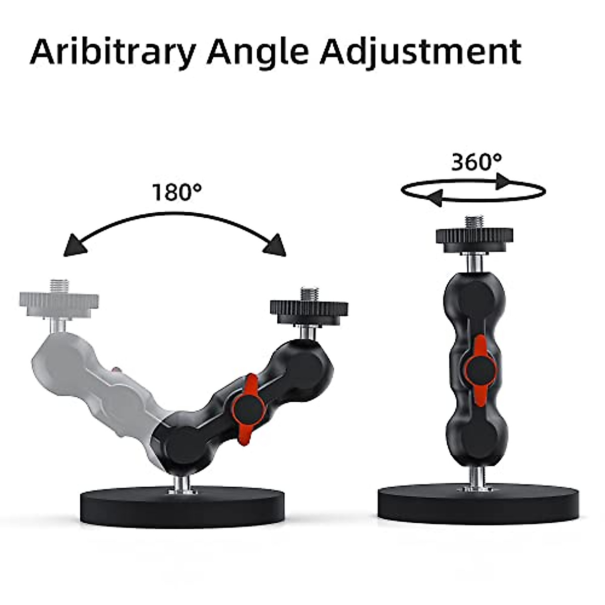 SUREWO Magnetic Camera Mount with Mini Universal Head, Magnetic Mount Base Stand with 1/4"-20 Thread Compatible with GoPro Hero 12 11 10 9 8 7 6 5 Black,D JI Osmo Action 4/3,AkASO and More