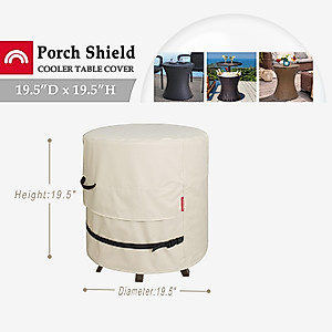 Porch Shield Patio Round Cooler Bar Table Cover - Waterproof Outdoor Ottoman Coffee Side Table Cover - 19.5D x 21H inch