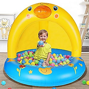 Inflatable Baby Pool with Canopy, Kiddie Splash Duck Pool with Sprinkler Outdoor Water Toys Summer Blow up Swimming Pool Outside Backyard Indoor Gift for Kid Toddlers Boy Girl Age 1-2 1-3 Year Old