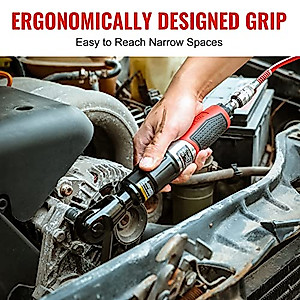 WORKPRO 3/8-Inch Air Ratchet Wrench, 50ft.lb Max Torque, 160RPM, 360 Degree Adjustable Exhaust, Forward/Reverse Control, Good Gift for Men Dad Father