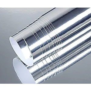Simplemuji 15inch by 79inch Self-Adhesive Reflective Chrome Silver Vinyl Wrap Sticker Decal Film Sheet
