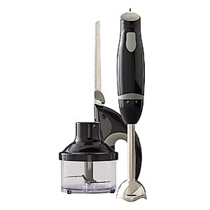 Oster Food Prep Kit Small Kitchen Appliance with Immersion Hand Blender, Electric Knife, and 2 Cup Mini Food Vegetable Chopper, Black