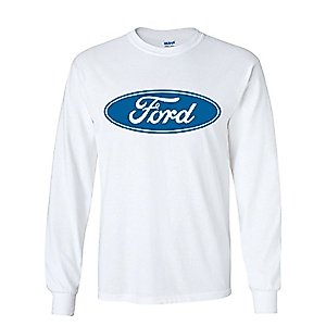 Licensed Ford Logo Long Sleeve Novelty T-Shirt FoMoCo Truck Mustang Performance White X-Large